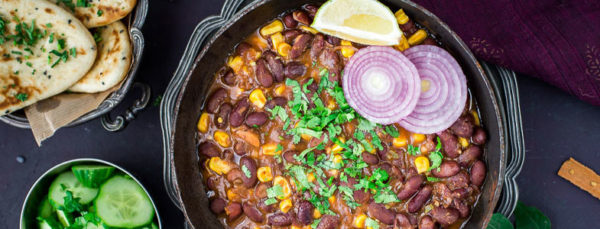 Curry haricots rouges et maïs - Menu végétarien